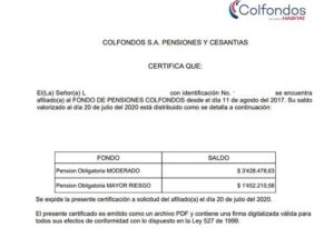 Certificado de Pensión Colfondos - Los Certificados